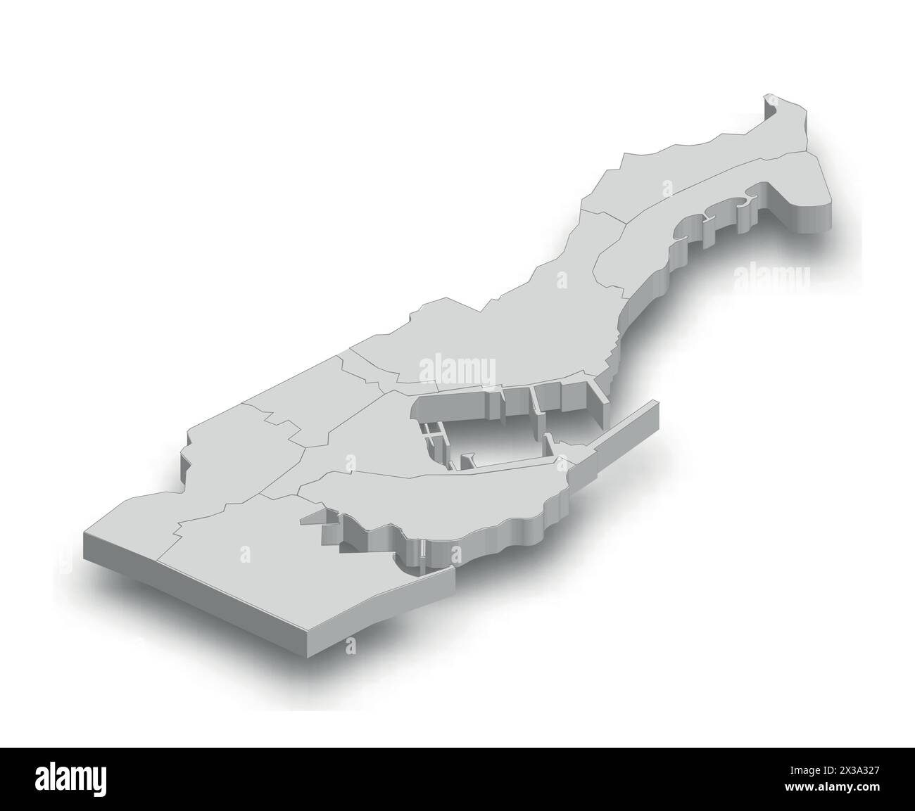 3d Monaco white map with regions isolated on white background Stock ...
