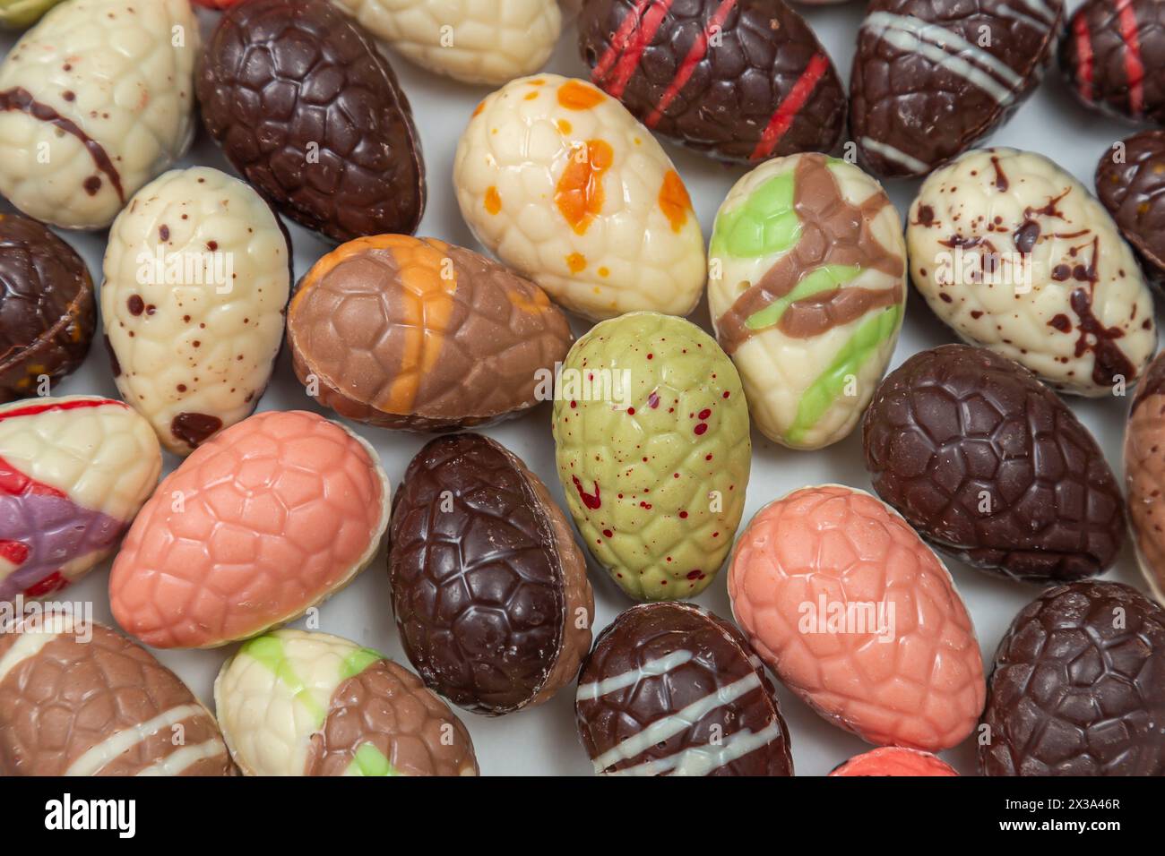 Assorted gourmet of Chocolate Easter eggs close up Stock Photo - Alamy