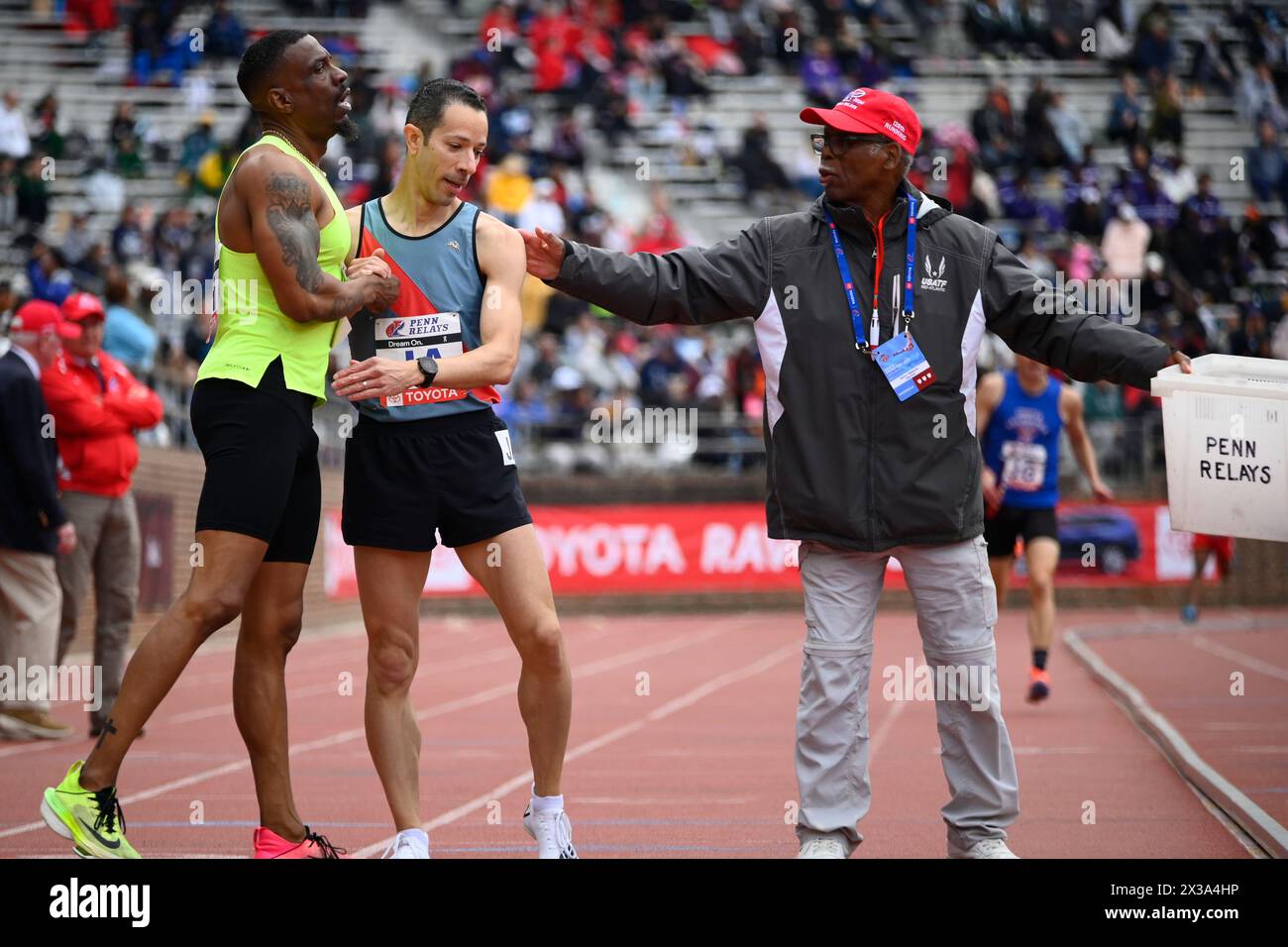 Athletes compete in a Master's race during the running of the first day ...
