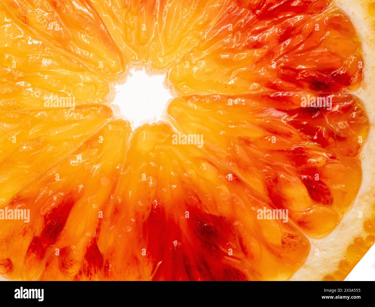 Slice of blood orange fruit on white background Stock Photo - Alamy