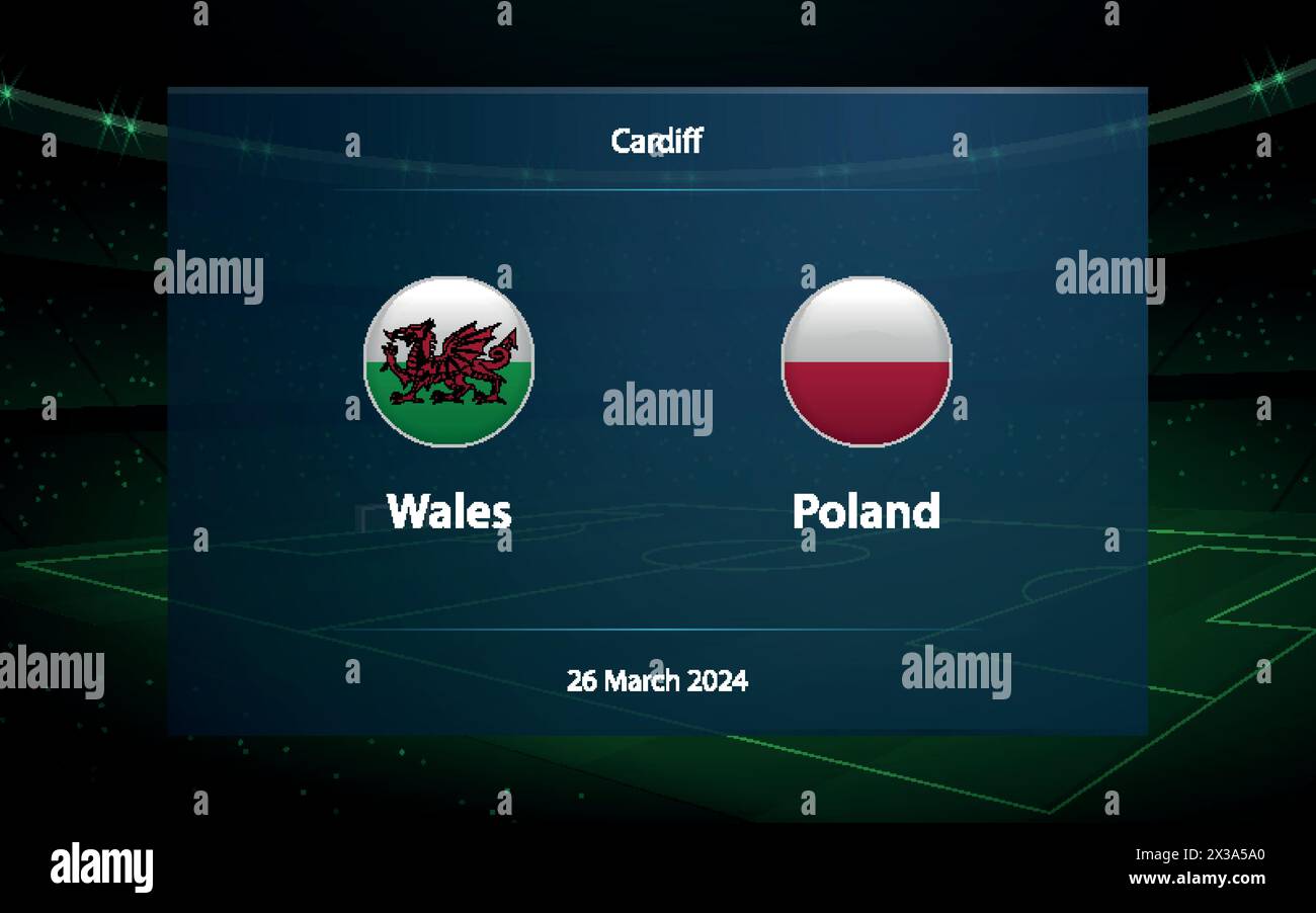 Wales vs Poland. Europe football tournament 2024, Soccer scoreboard ...