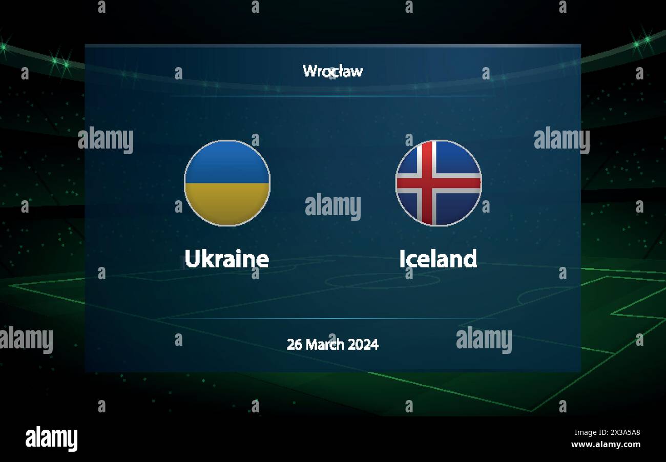 Ukraine vs Iceland. Europe football tournament 2024, Soccer scoreboard ...