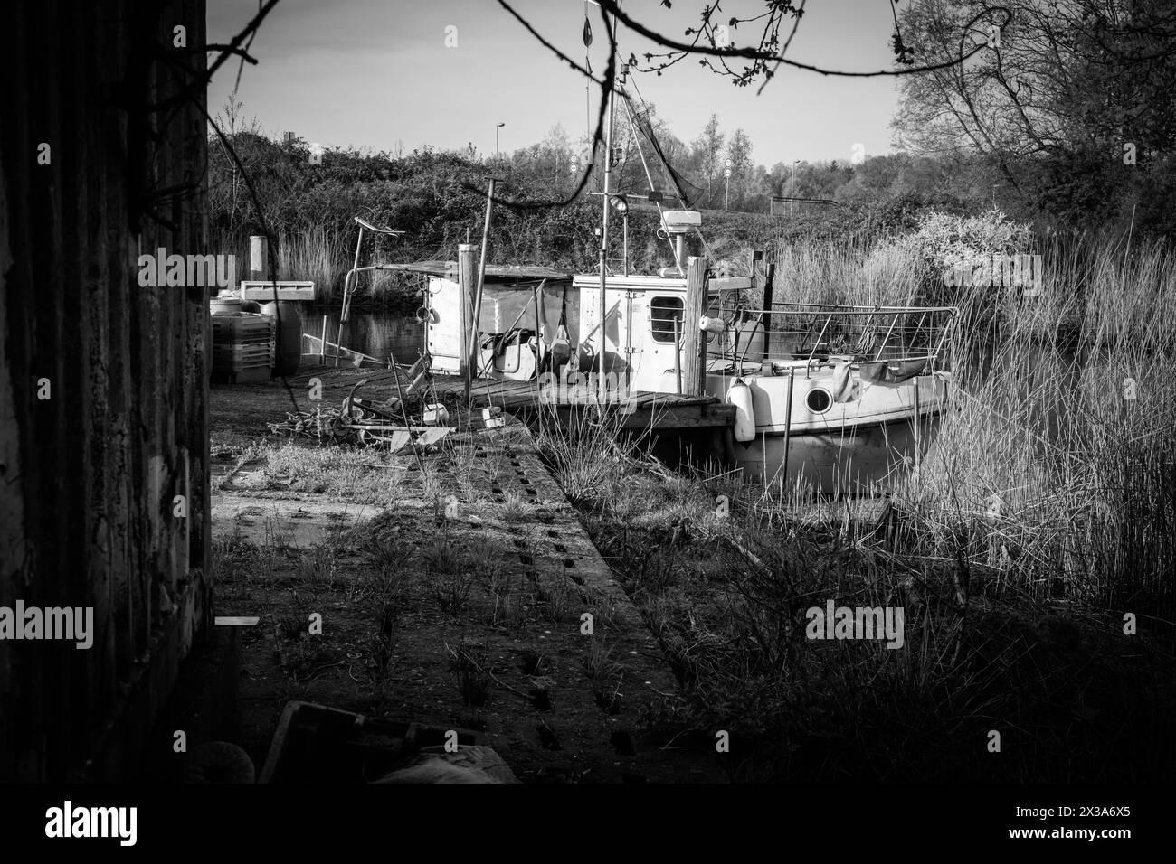 Small river port in Black and White Stock Photos & Images - Alamy