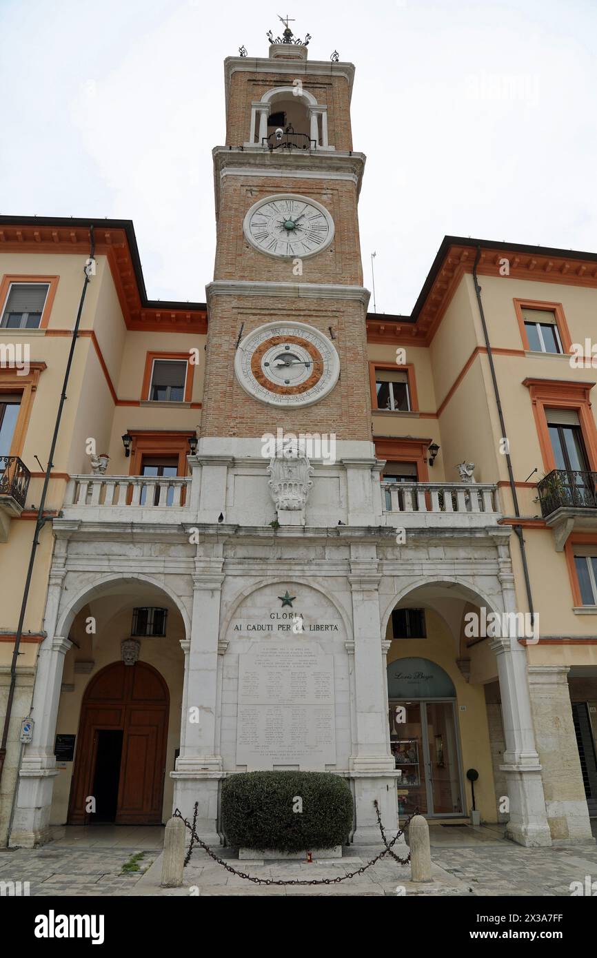 Rimini clock tower and war memorial Stock Photo - Alamy