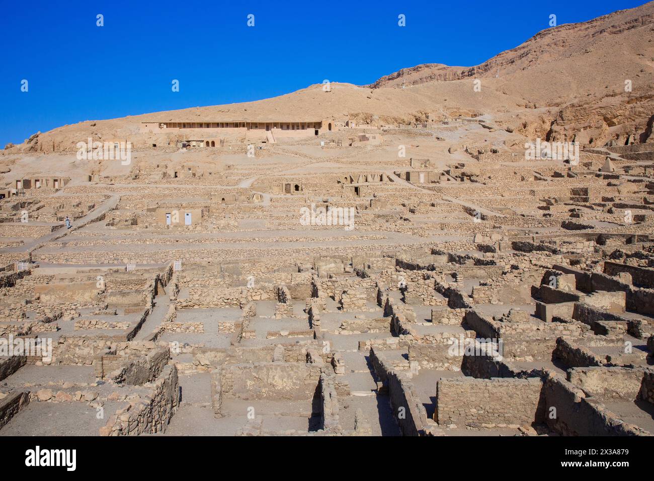 Panoramic view across the ancient Egyptian workmen's village of Deir el ...