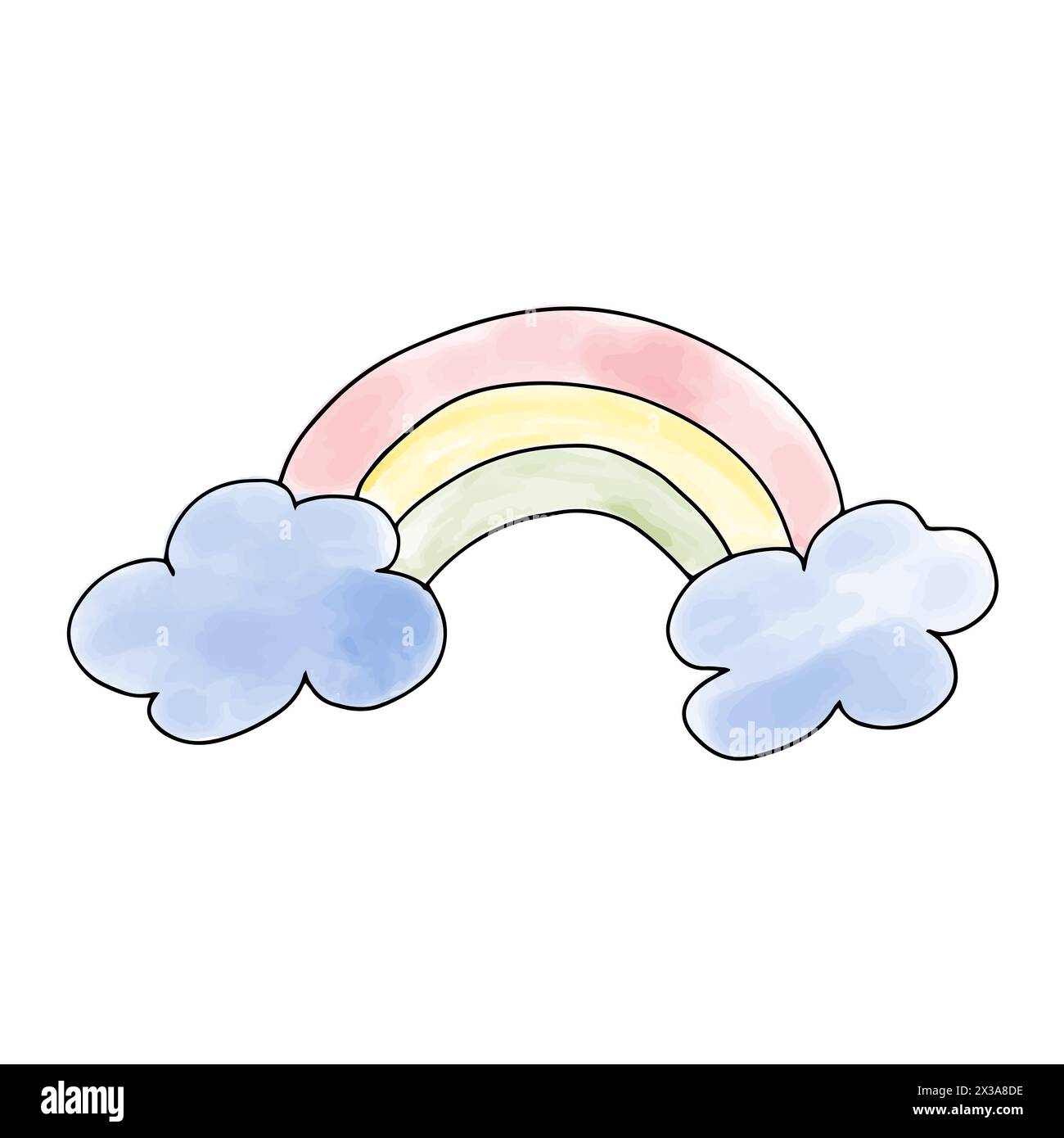 Rainbow watercolor doodle element, vector illustration Stock Vector ...