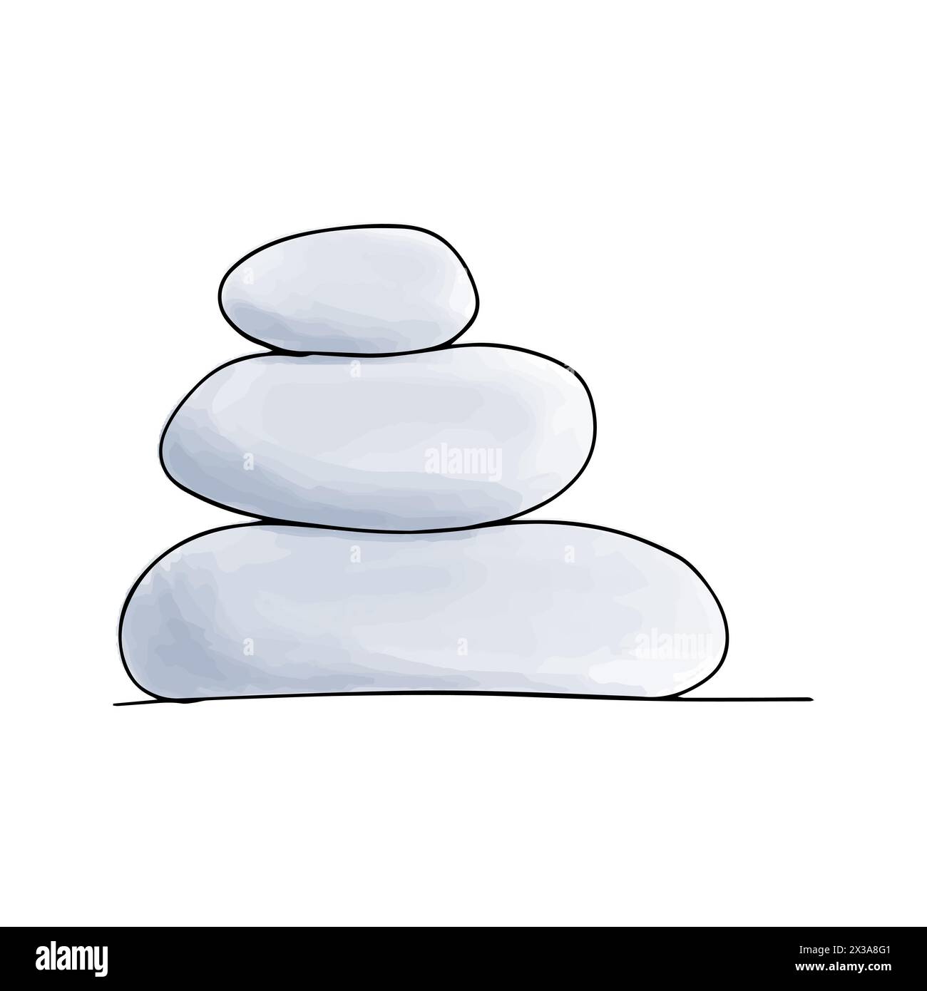 Pebble stones watercolor doodle element, vector illustration Stock ...