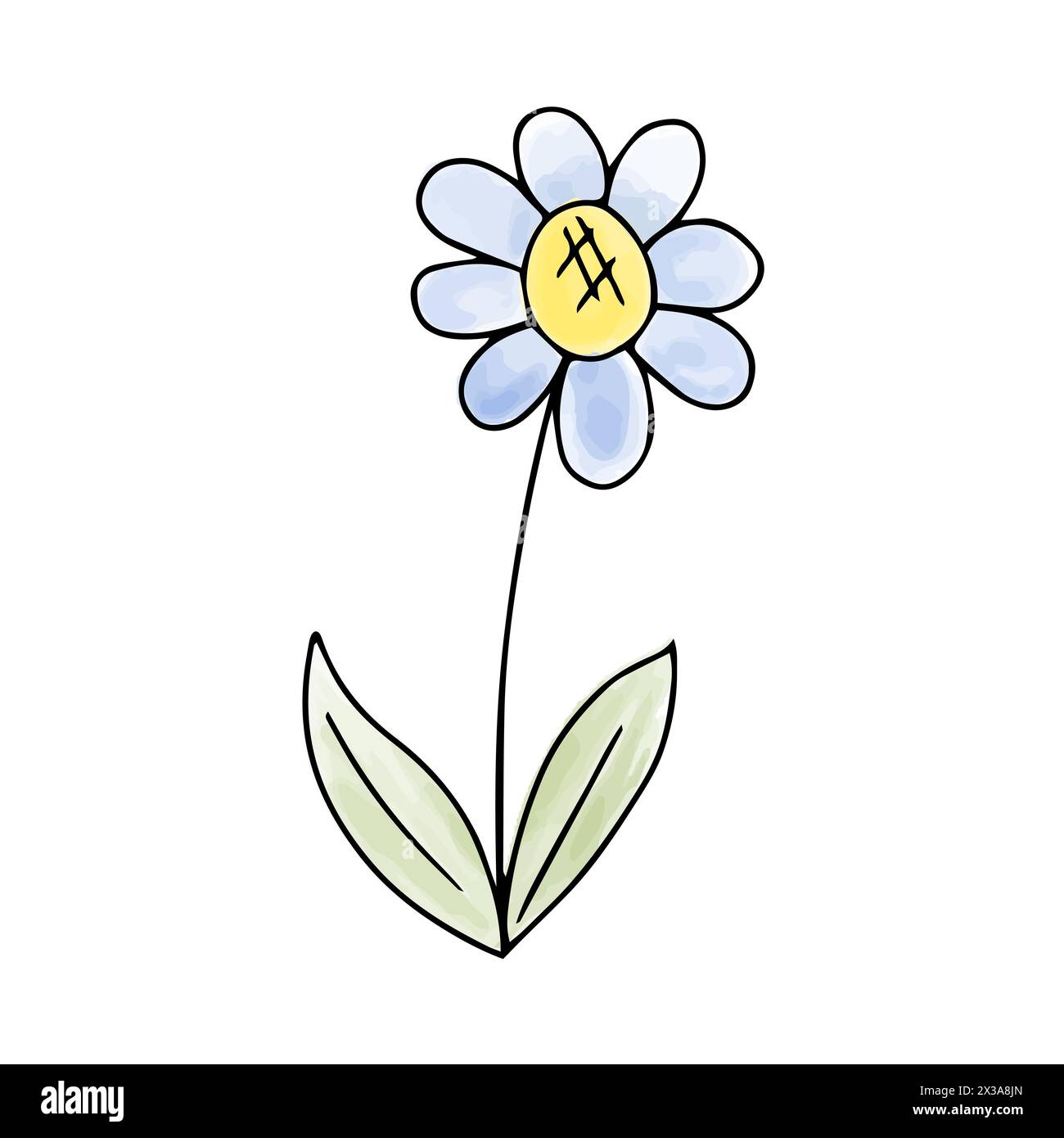 Flower watercolor doodle element, vector illustration Stock Vector ...