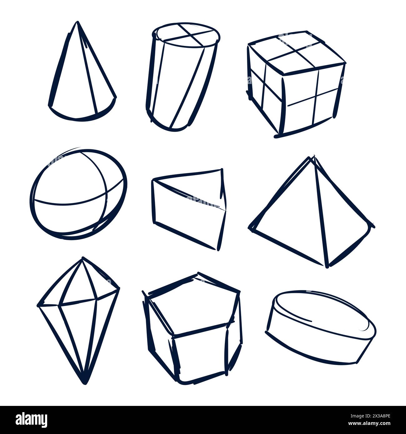 Random Shapes Scribble Lines Set. Hand Drawn Random Shapes Scribble ...