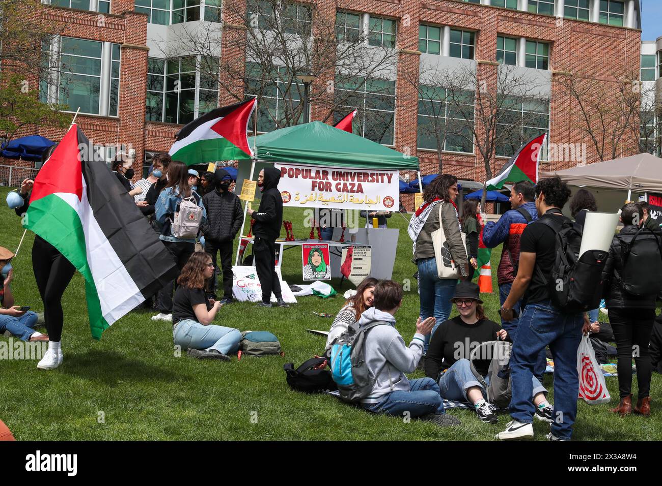 State College, United States. 25th Apr, 2024. Pro-Palestine protesters ...