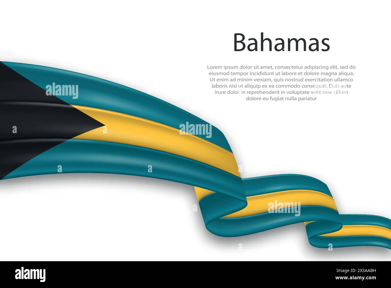 Elegant, wavy abstract representation flag of Bahamas, flowing on a ...