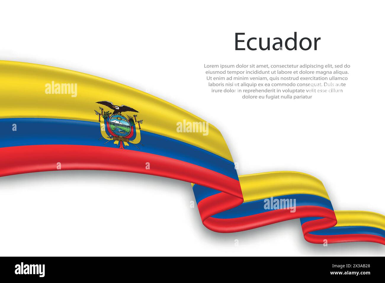 Elegant, wavy abstract representation flag of Ecuador, flowing on a ...