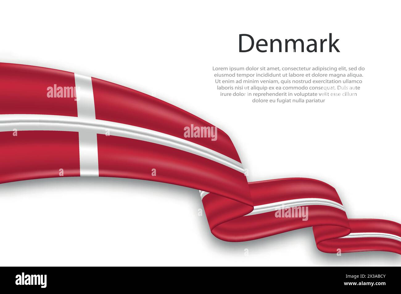 Elegant, wavy abstract representation flag of Denmark, flowing on a ...