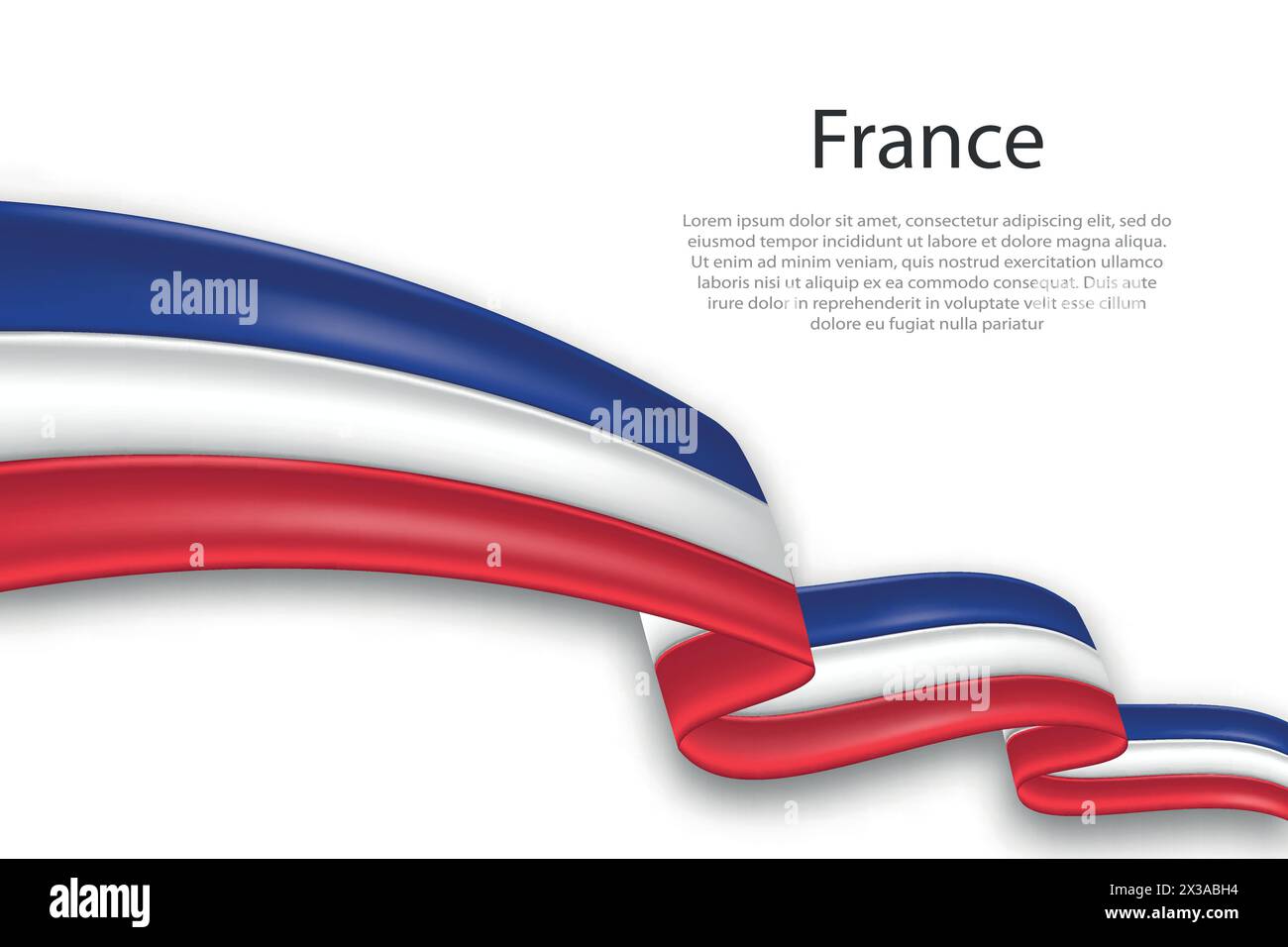 Elegant, wavy abstract representation flag of France, flowing on a ...