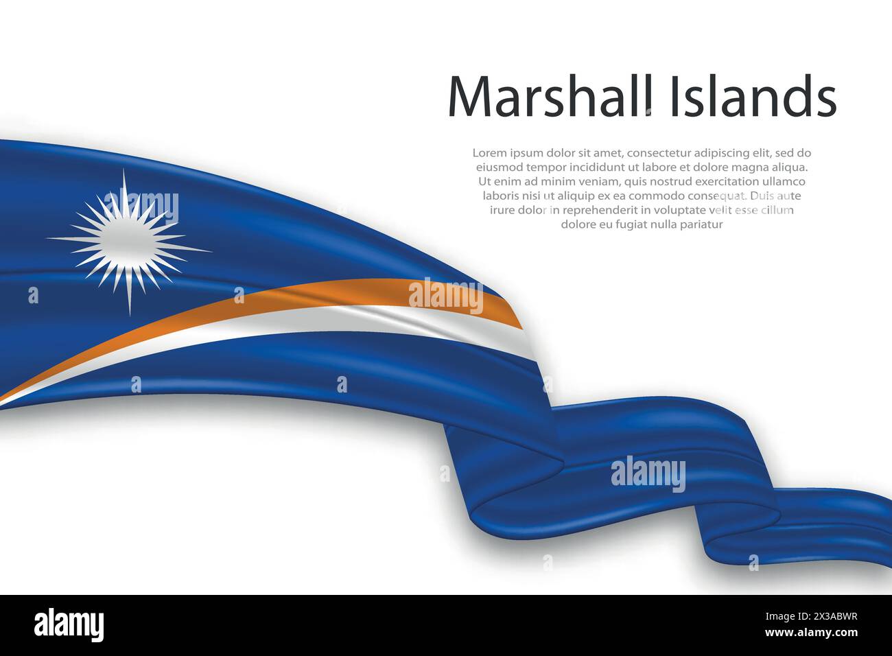 Elegant, wavy abstract representation flag of Marshall Islands, flowing ...