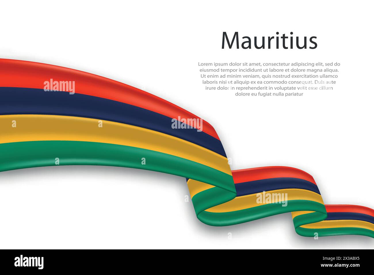 Elegant, wavy abstract representation flag of Mauritius, flowing on a ...