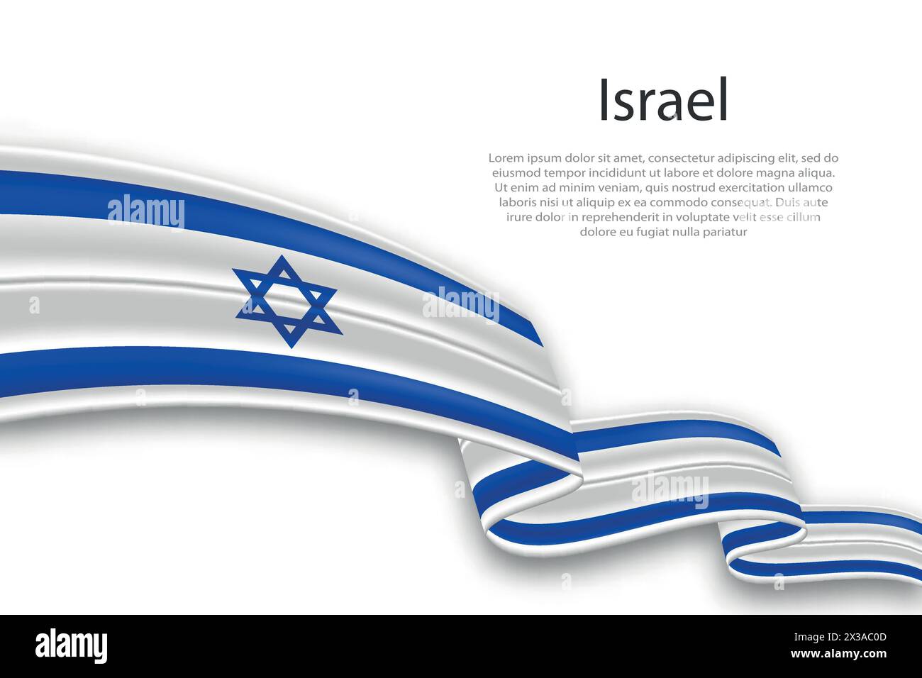 Elegant, wavy abstract representation flag of Israel, flowing on a ...