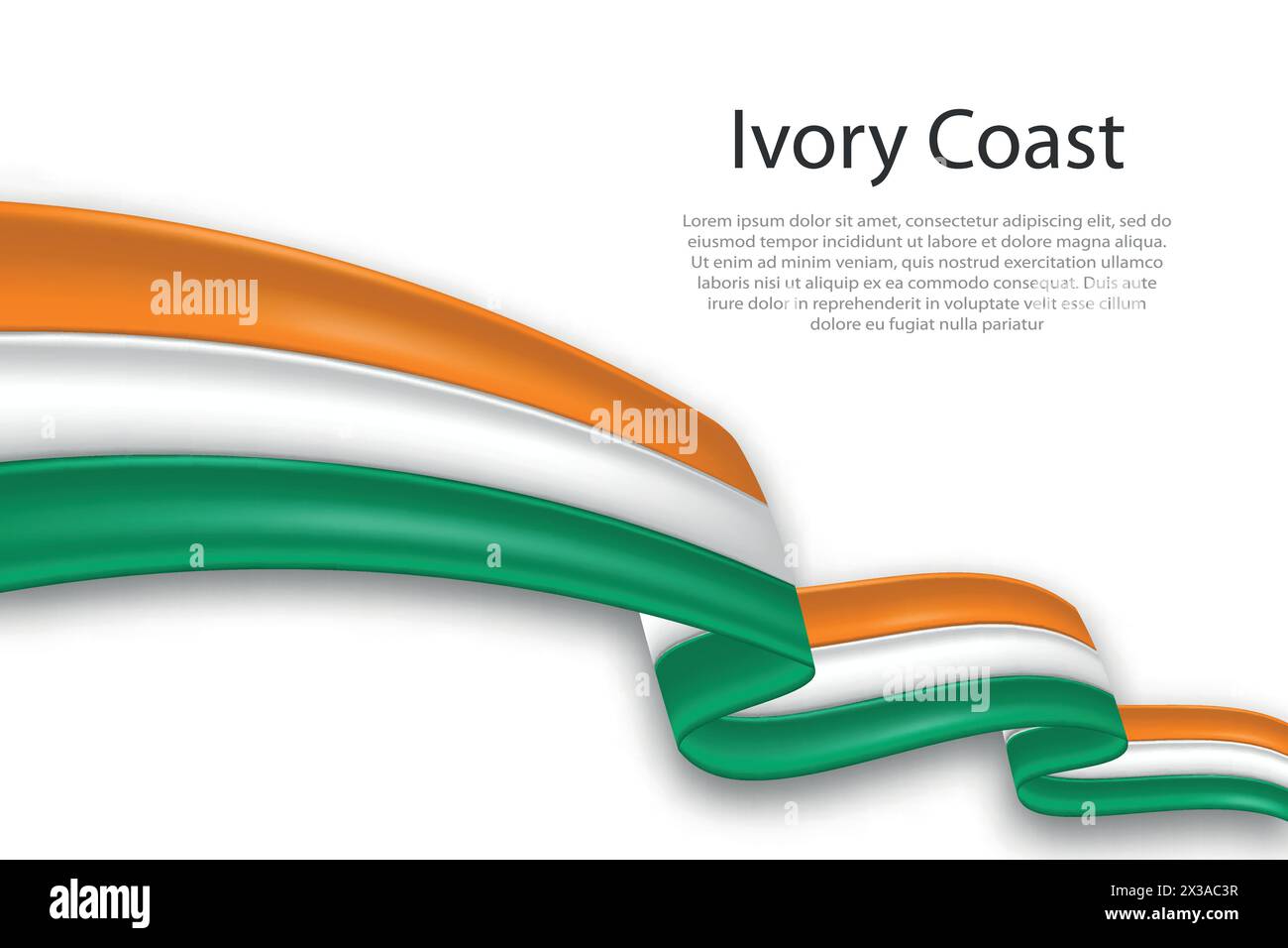 Elegant, wavy abstract representation flag of Ivory Coast, flowing on a ...