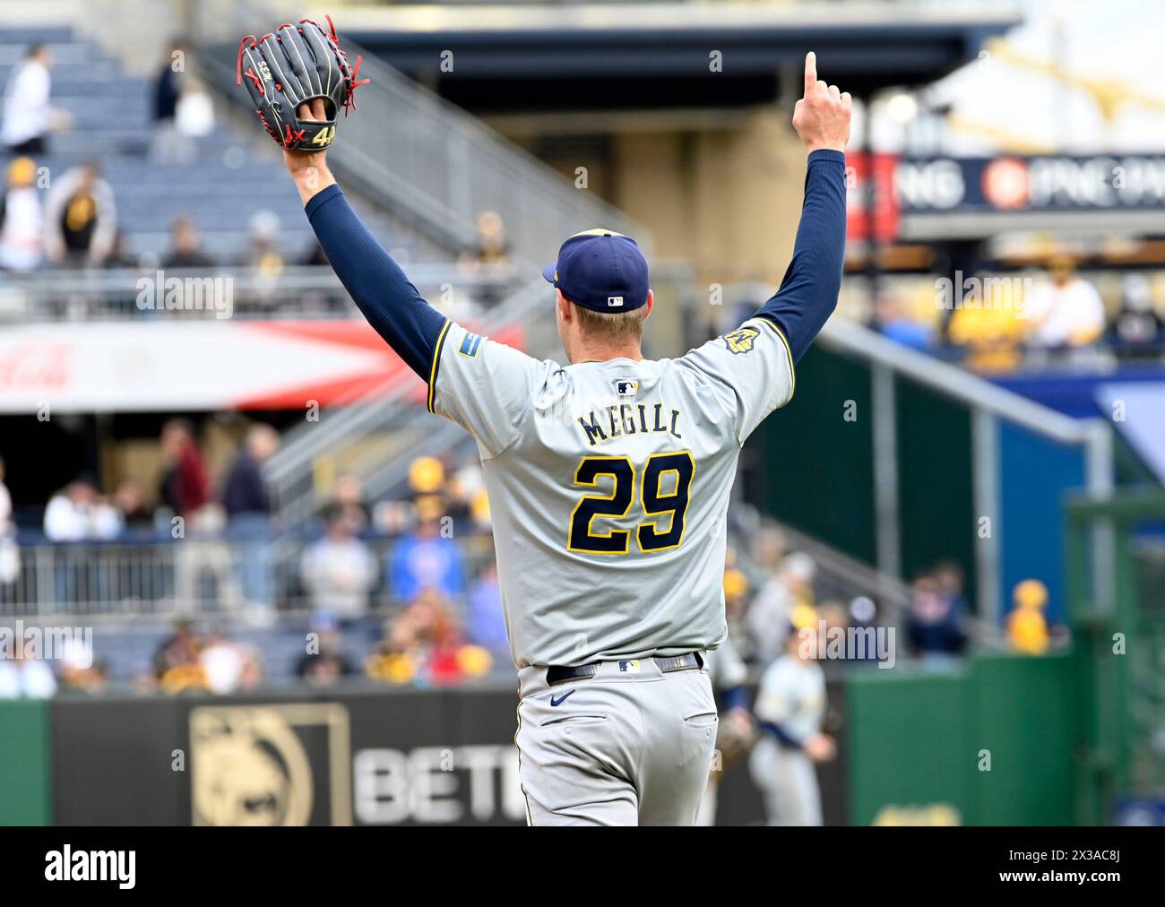 Pittsburgh, United States. 25th Apr, 2024. Milwaukee Brewers pitcher ...