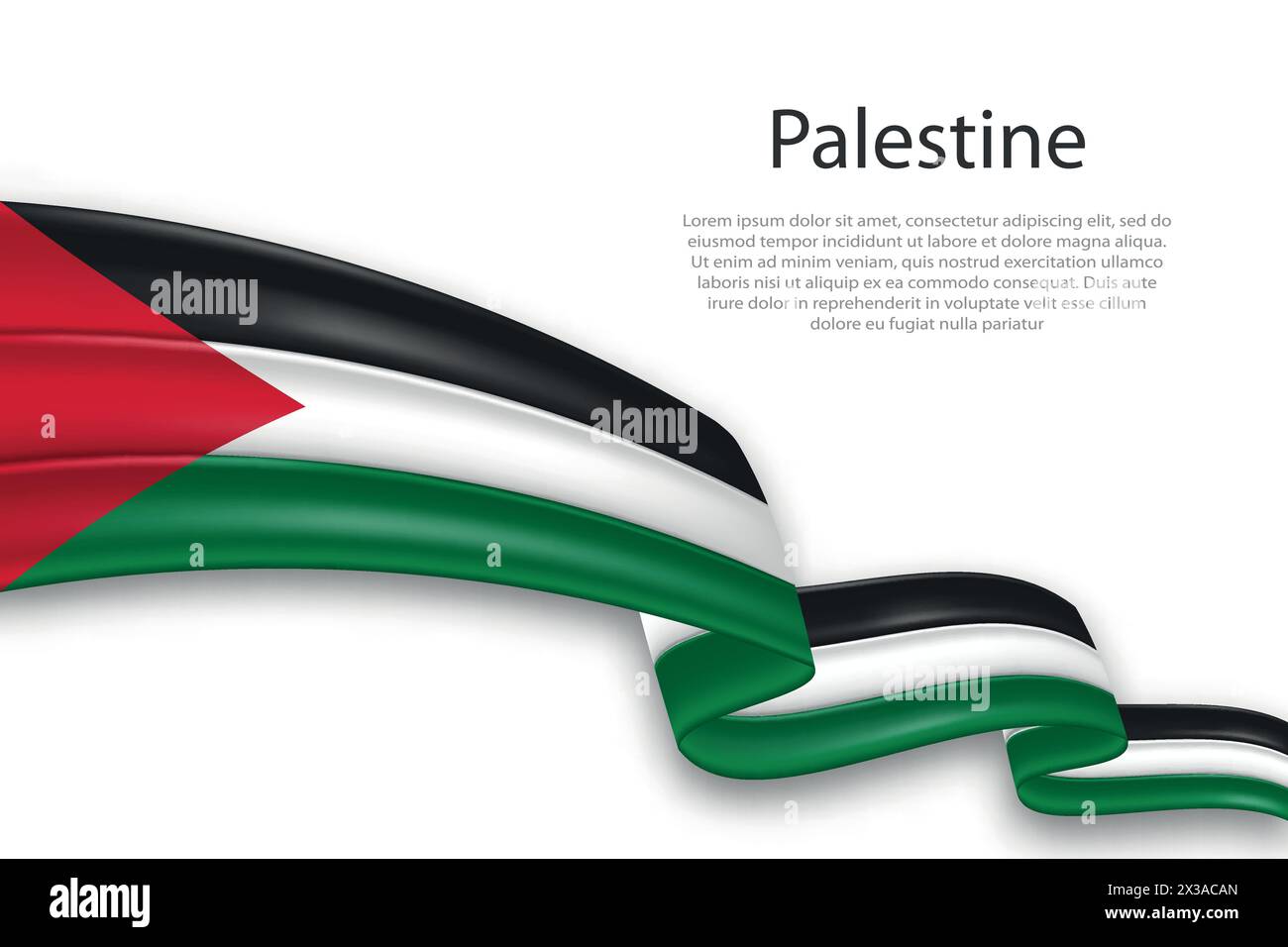 Elegant, wavy abstract representation flag of Palestine, flowing on a ...