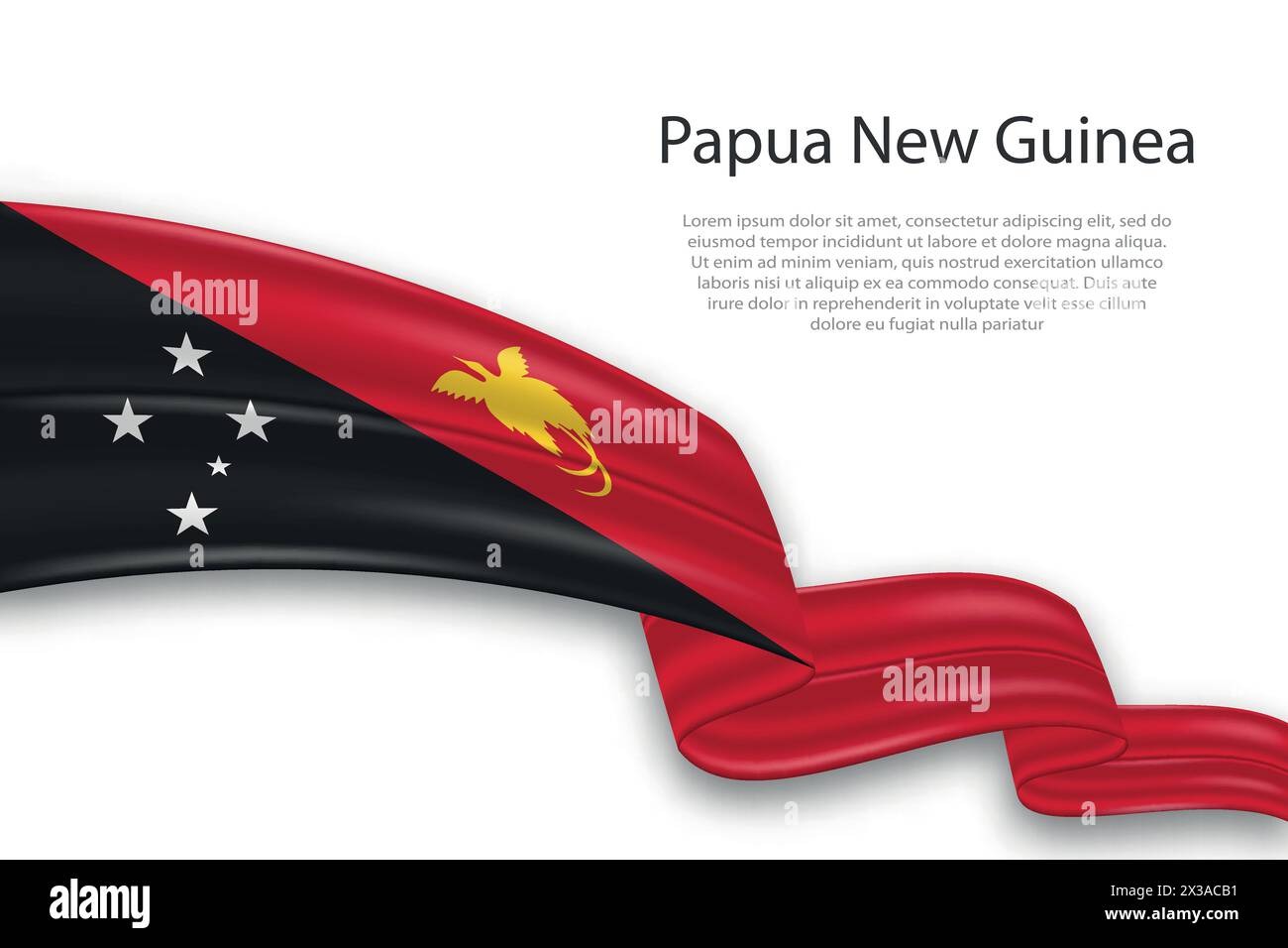 Elegant, wavy abstract representation flag of Papua New Guinea, flowing ...
