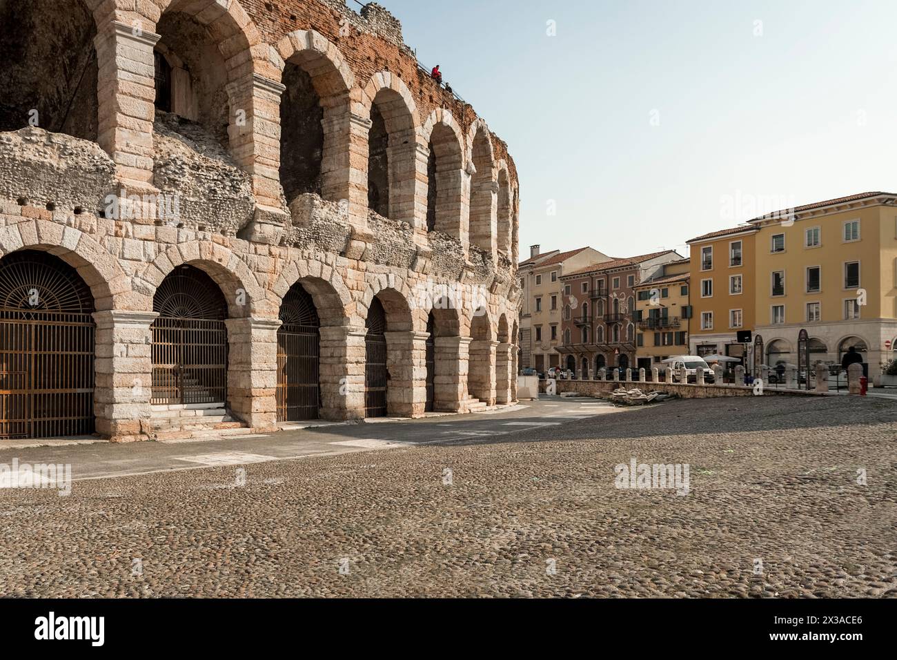 photo taken in Verona, in detail we see the historic arena of Roman ...
