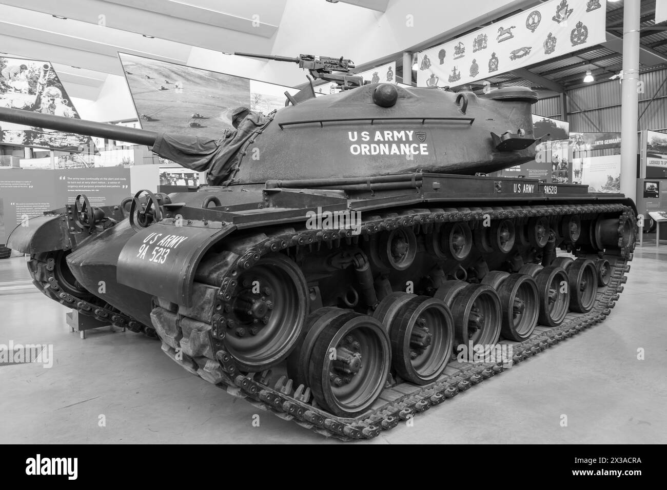 Bovington.Dorset.United Kingdom.August 8th 2023.A M48 Patton tank is on show at The Tank museum ...