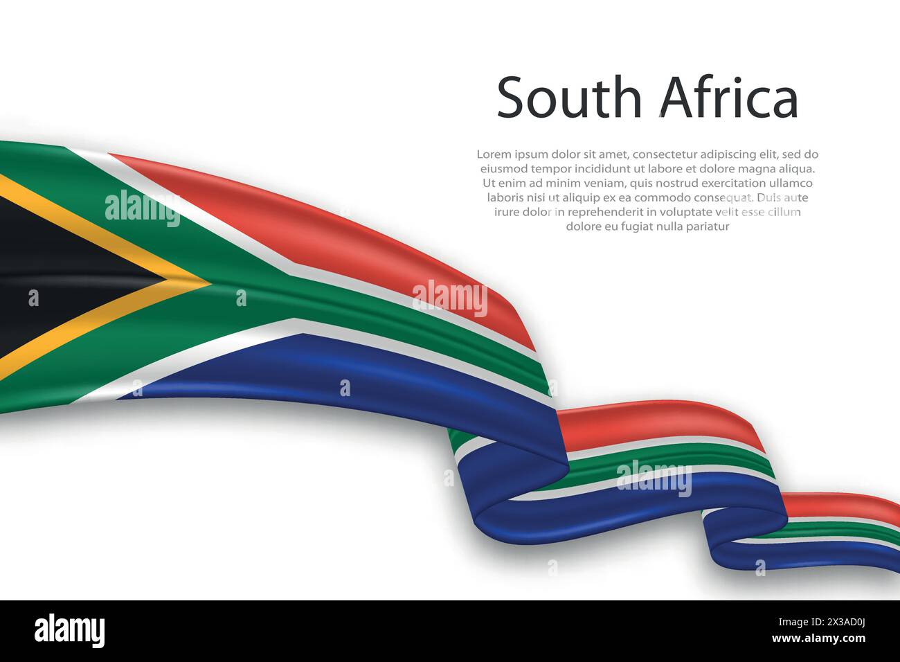Elegant, wavy abstract representation flag of South Africa, flowing on ...