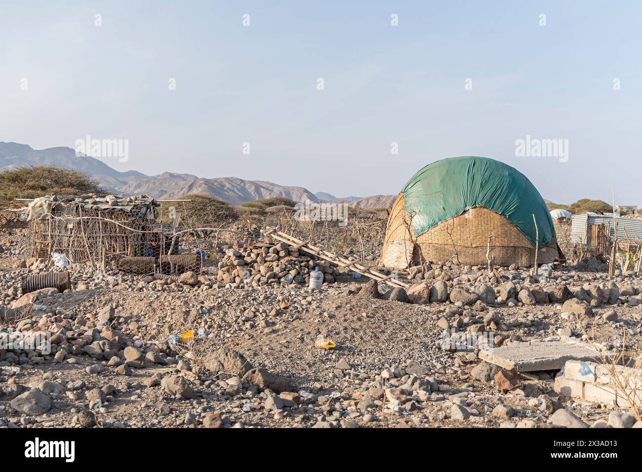 Desert camp of Afar nomads Djibouti, Africa Stock Photo - Alamy