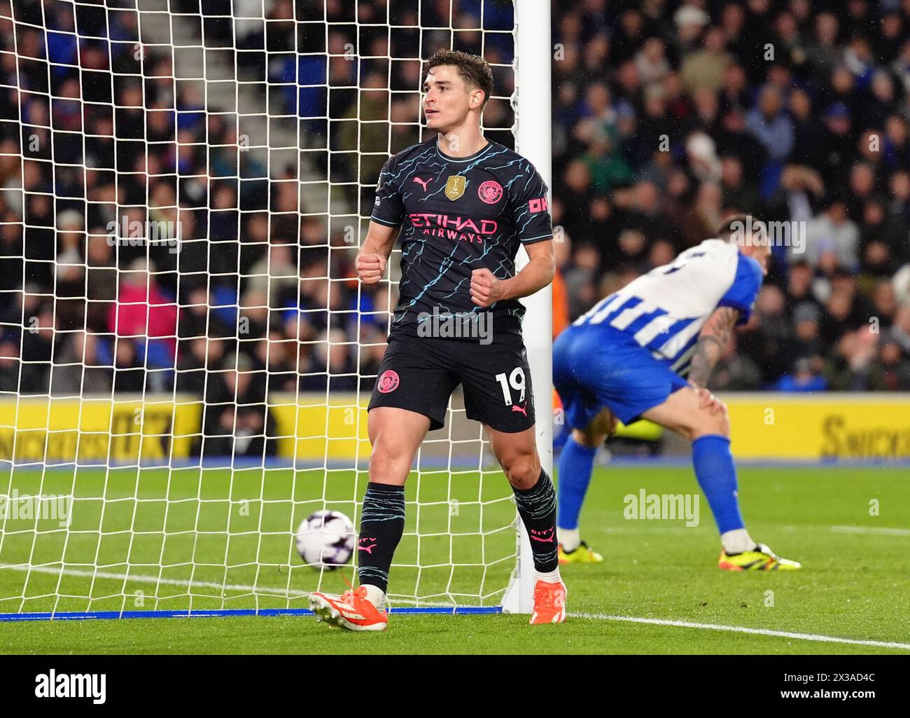 Manchester City's Julian Alvarez celebrates scoring their fourth goal ...