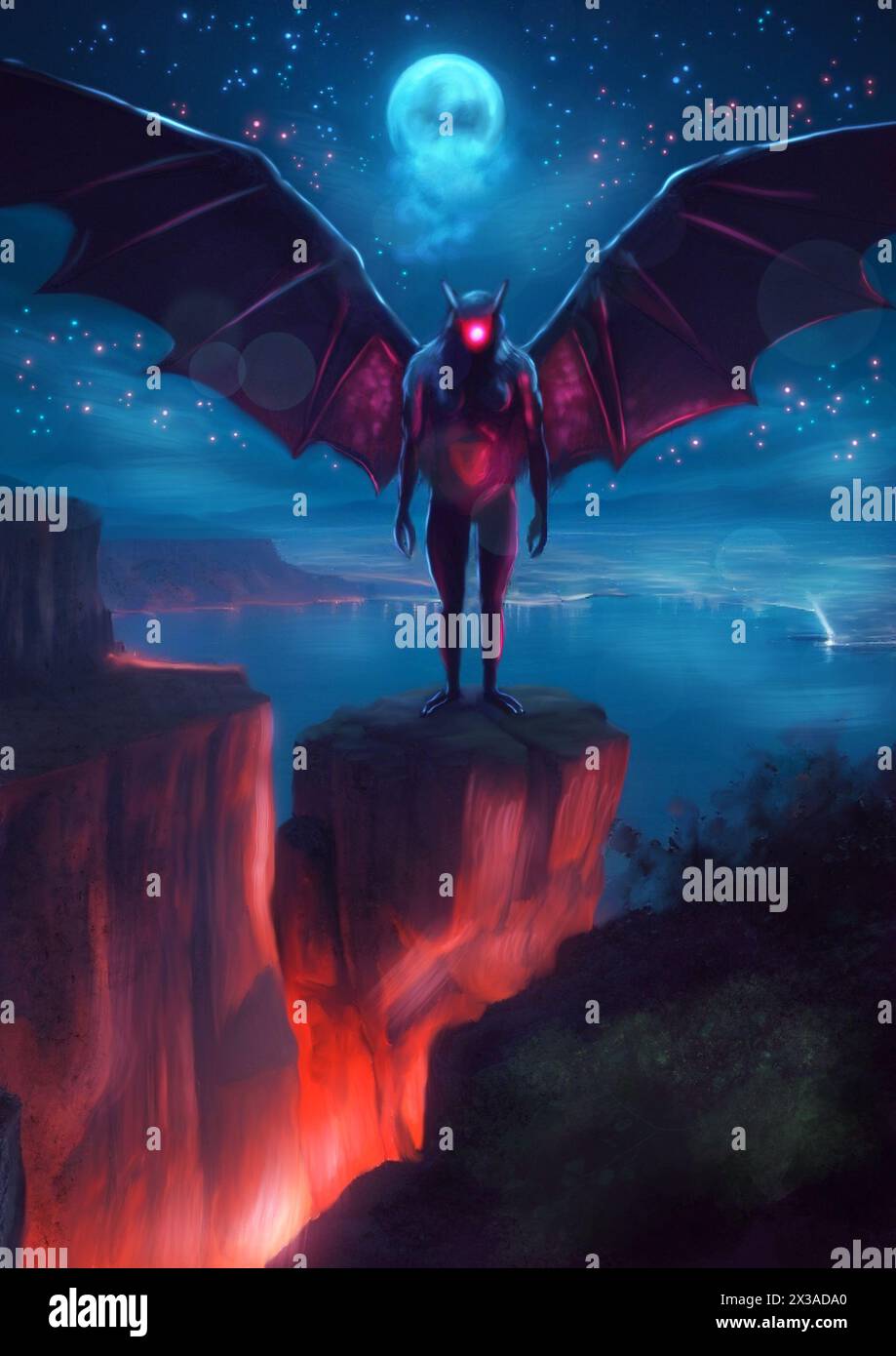 The Mothman cryptid monster illustration art Stock Photo - Alamy