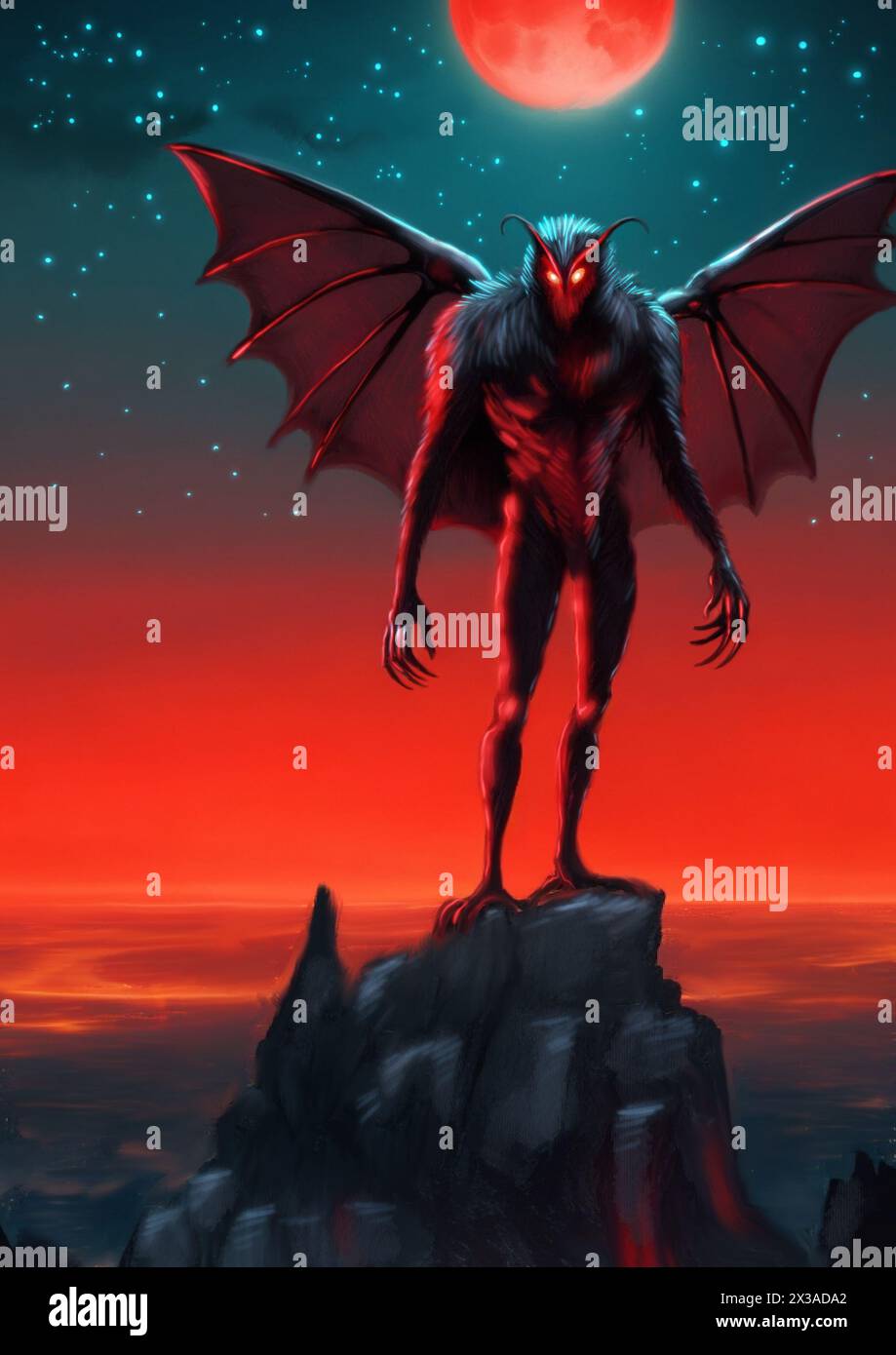 The Mothman cryptid monster illustration art Stock Photo - Alamy