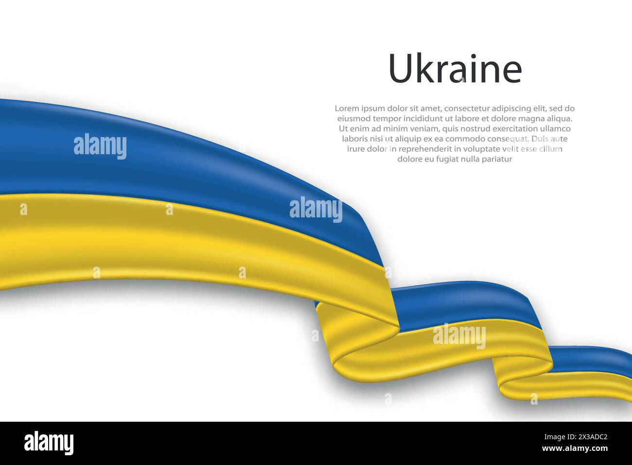 Elegant, wavy abstract representation flag of Ukraine, flowing on a ...