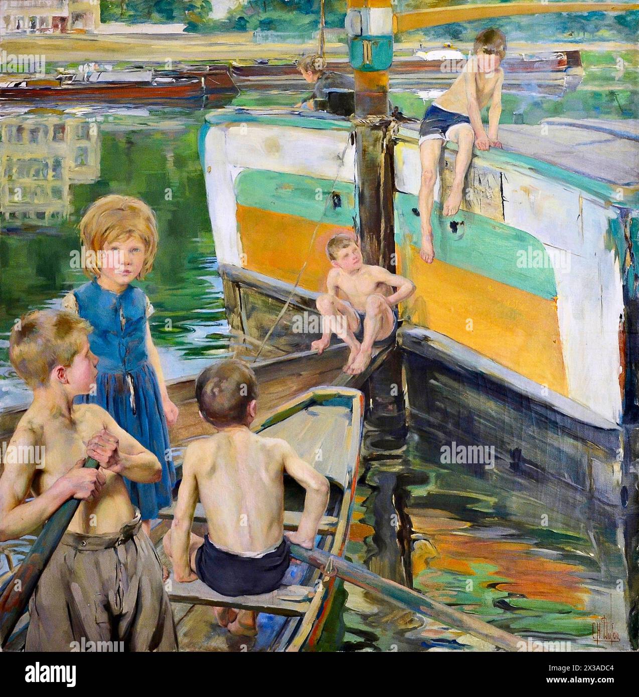 Clémentine Hélène Dufau - The Bargemen's Children - 1898 Stock Photo ...