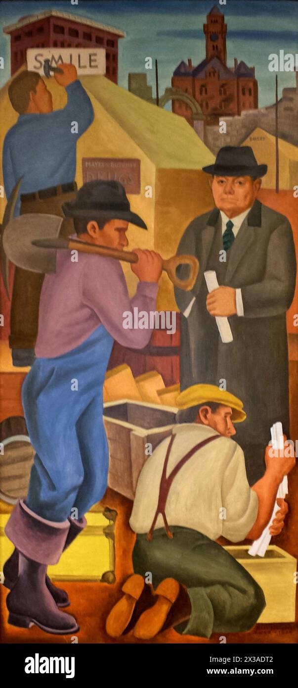 Jerry Bywaters (American artist) - Rebuilding Paris - 1934 Stock Photo ...