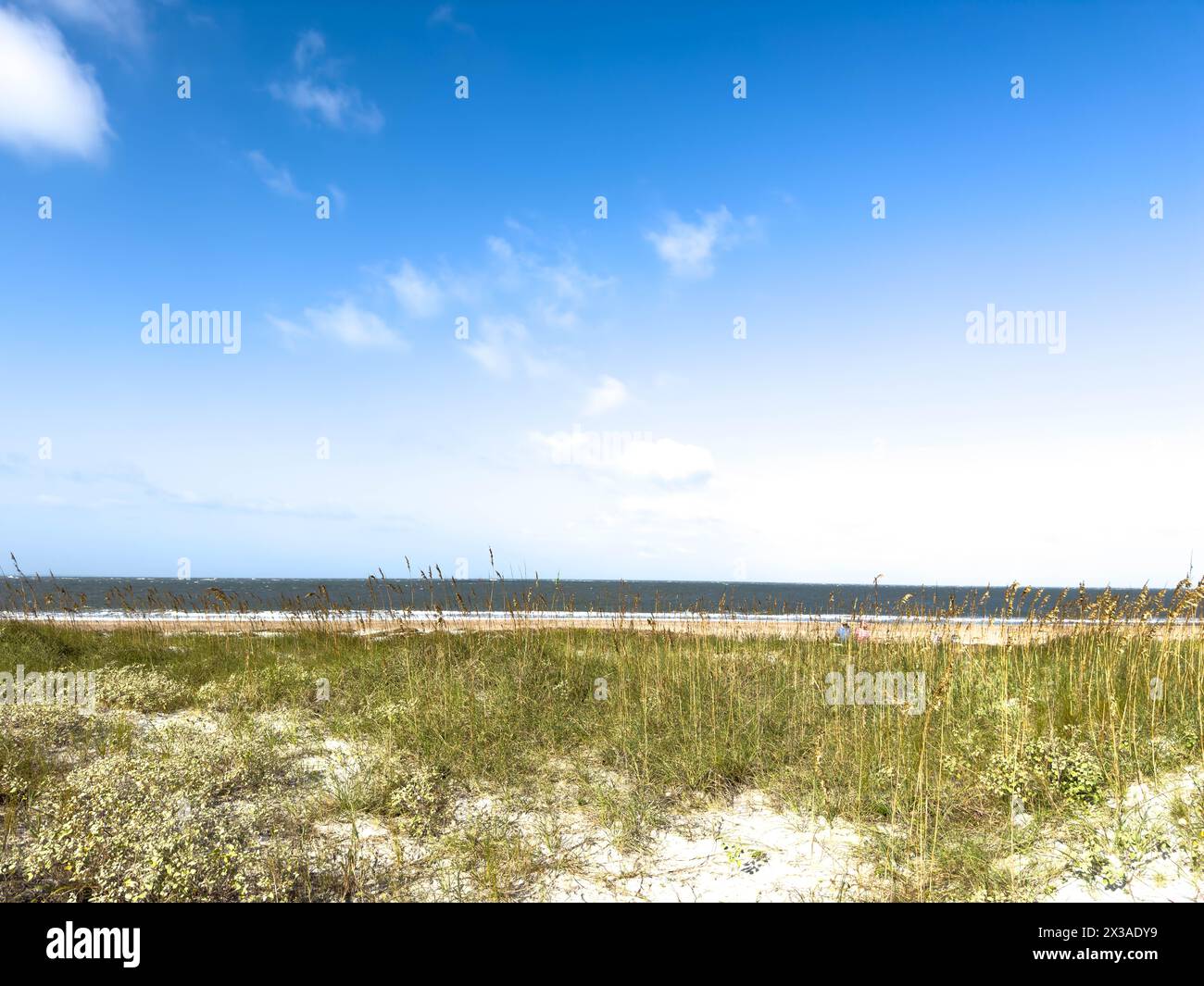 The shore of the Atlantic Ocean on a sunny day at Fort Clinch State ...