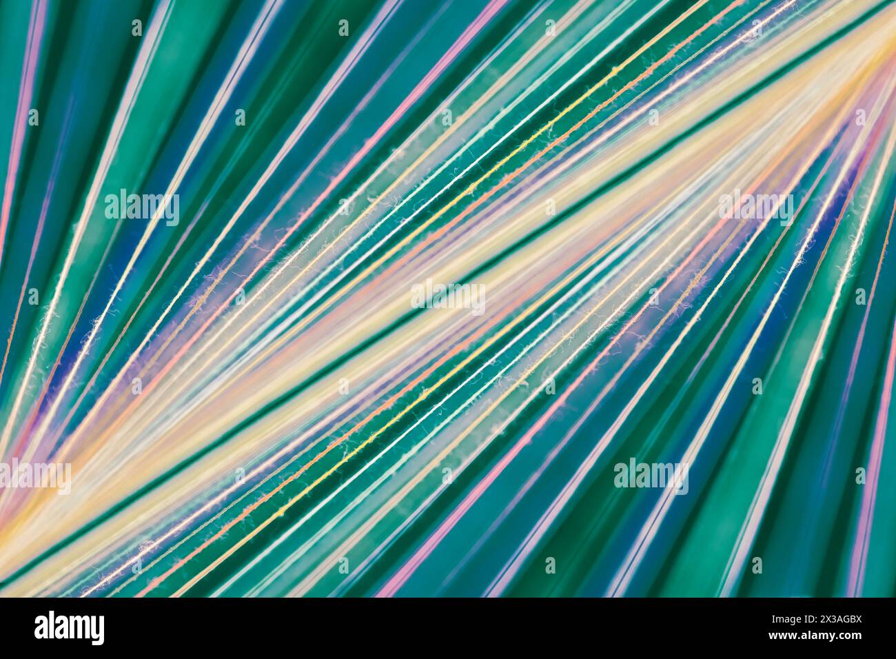 Converging Multi-colored Sewing Thread on a green background Stock ...