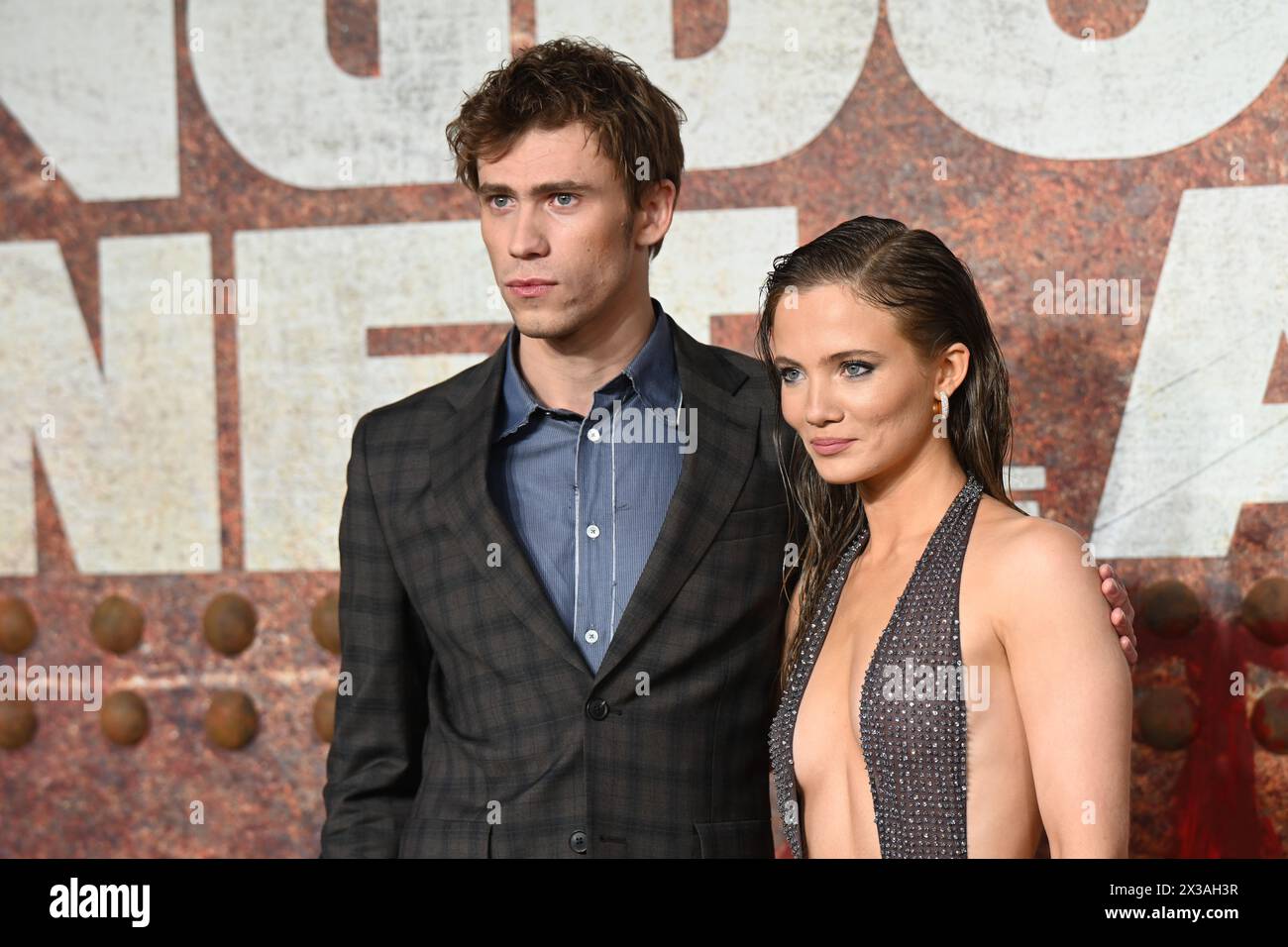 LONDON, ENGLAND - APRIL 25 2024: Owen Teague and Freya Allan attends ...