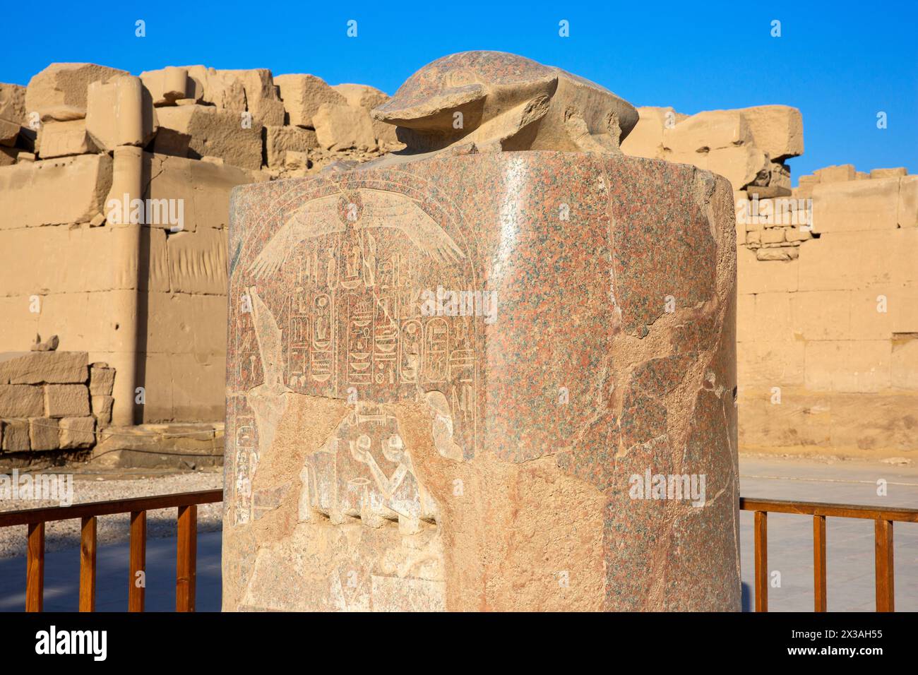 Granite statue of a scarab beetle (representing the scarab-faced god ...