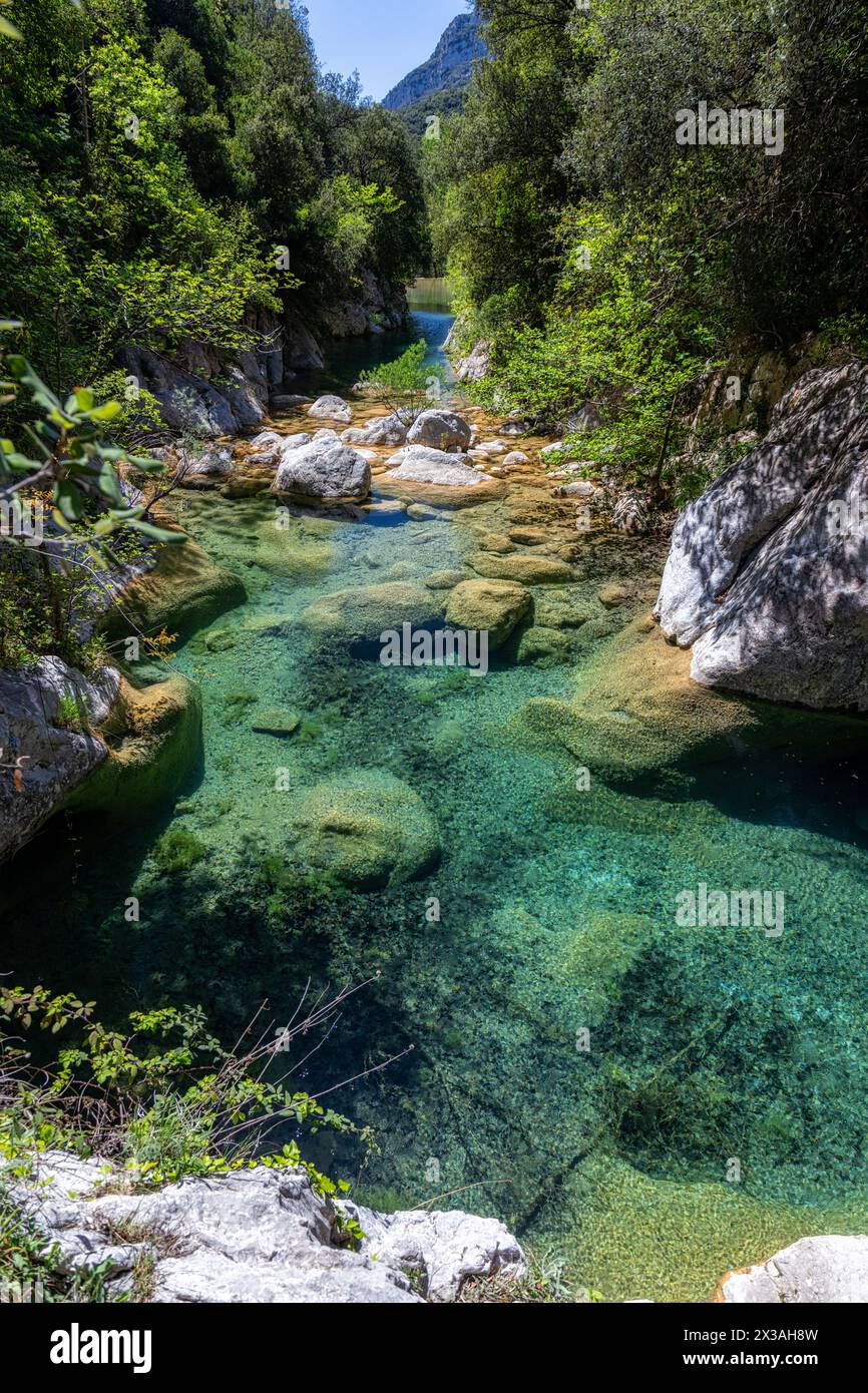 Landscape of green mountains in Sadernes, Catalonia, Spain Stock Photo ...