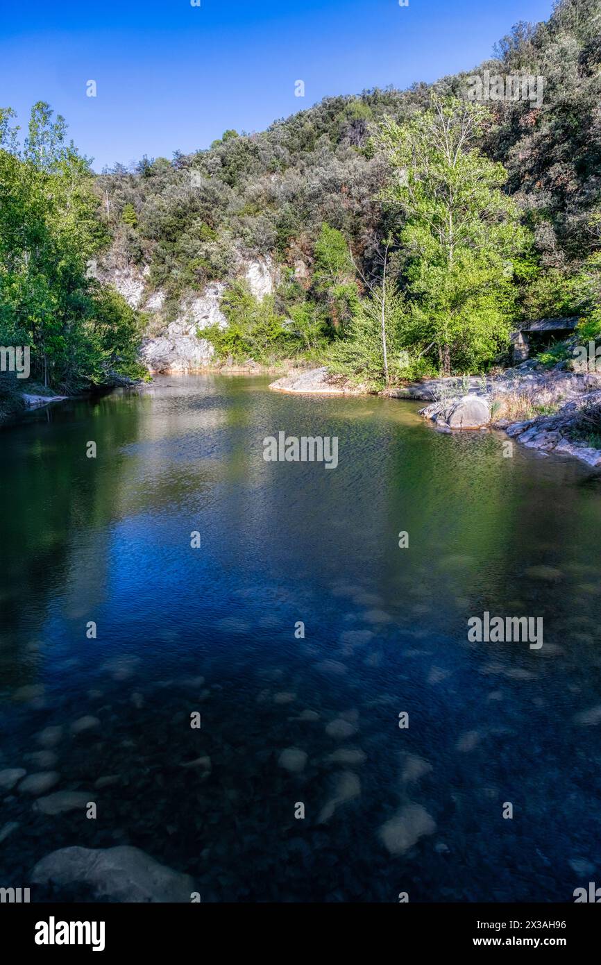 Landscape of green mountains in Sadernes, Catalonia, Spain Stock Photo ...