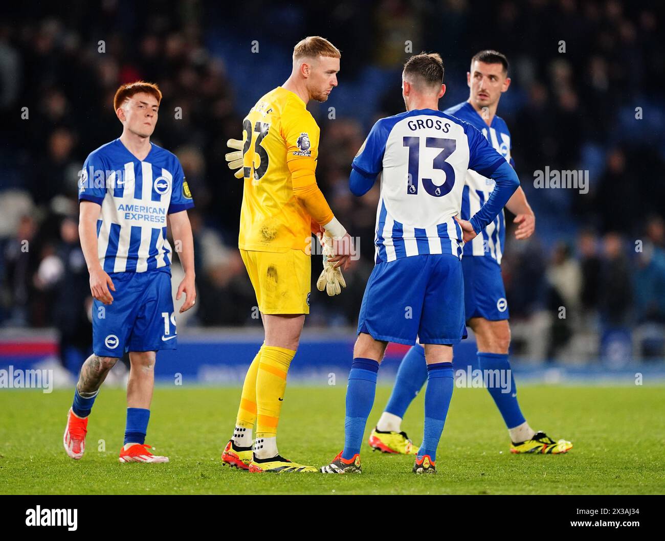 Left to right, Brighton and Hove Albion's Valentin Barco, Jason Steele ...