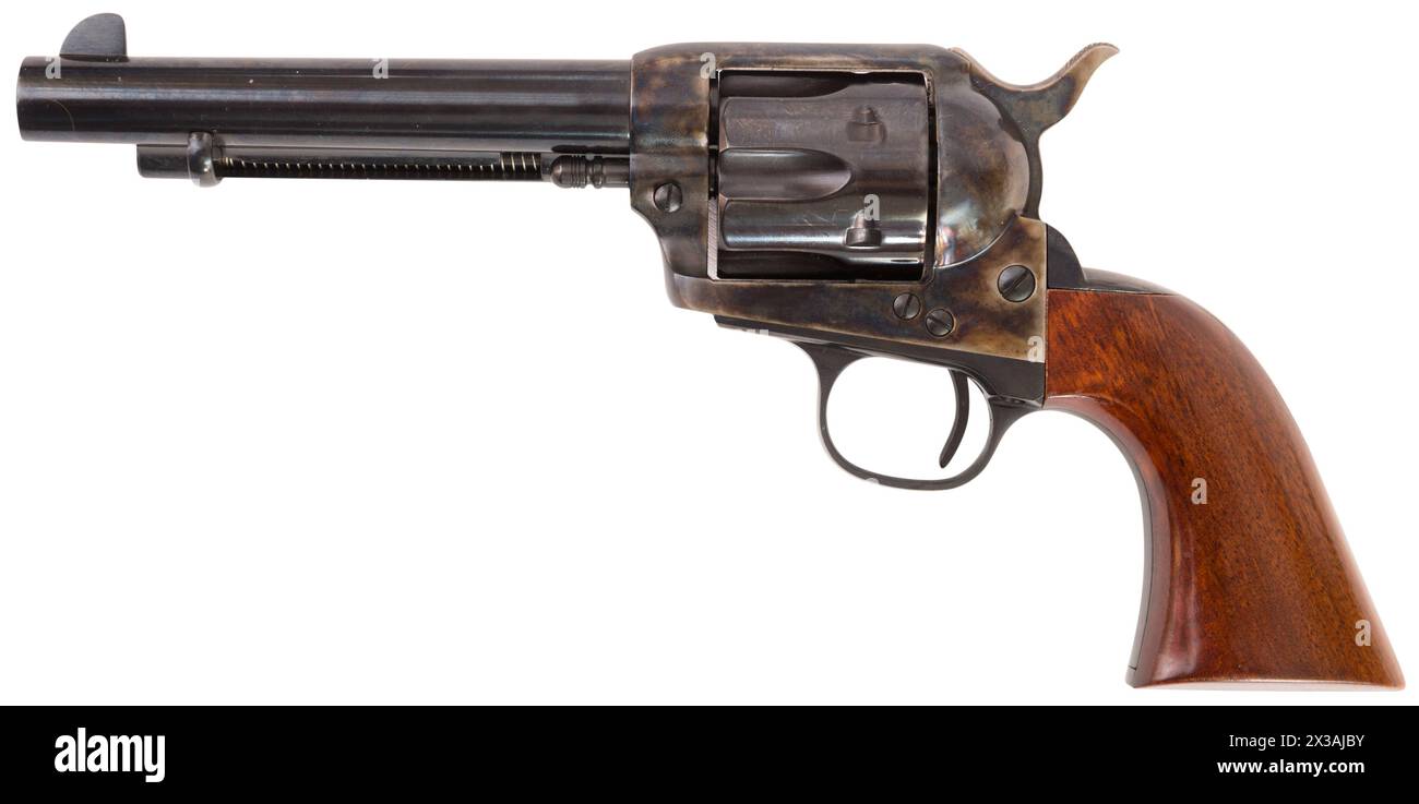 Single action revolver model isolated on white background Stock Photo ...