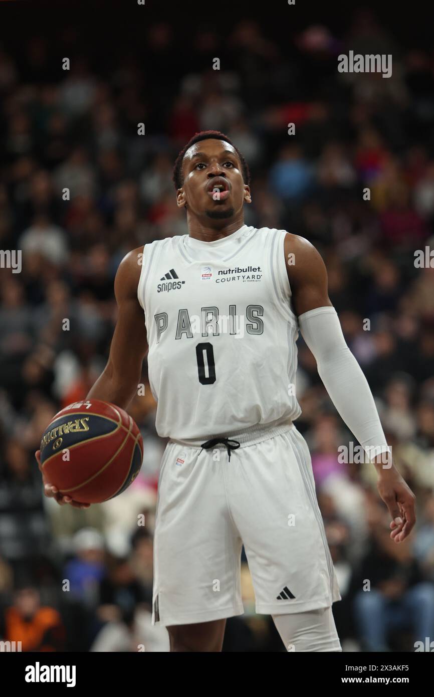 Paris, France. 24th Apr, 2024. TJ Shorts during the Paris Basketball vs ...