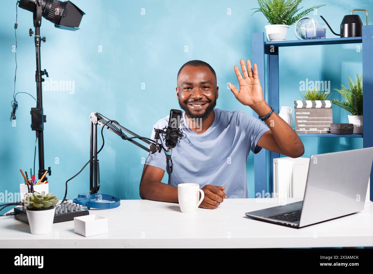 Portrait african vlogger working in hi-res stock photography and images ...