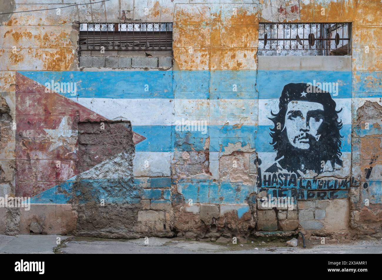 A piece of street art on a street corner in the Old Town, in Havana ...