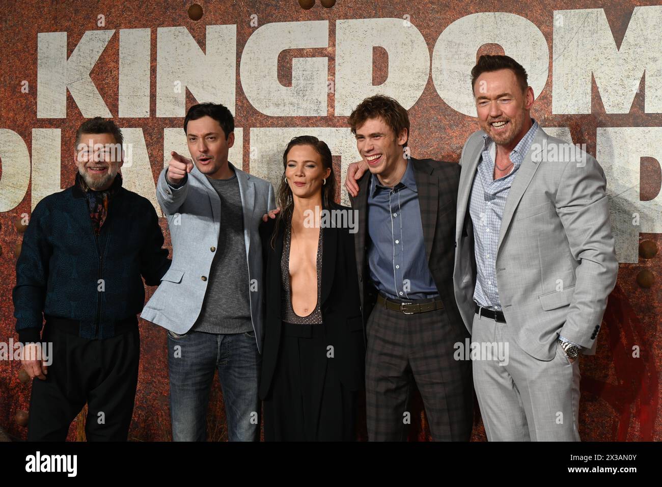 LONDON, ENGLAND - APRIL 25 2024: Andy Serkis, Wes Ball, Freya Allan ...
