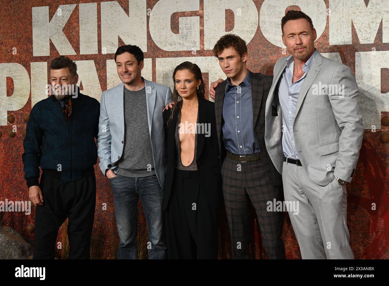 LONDON, ENGLAND - APRIL 25 2024: Andy Serkis, Wes Ball, Freya Allan ...