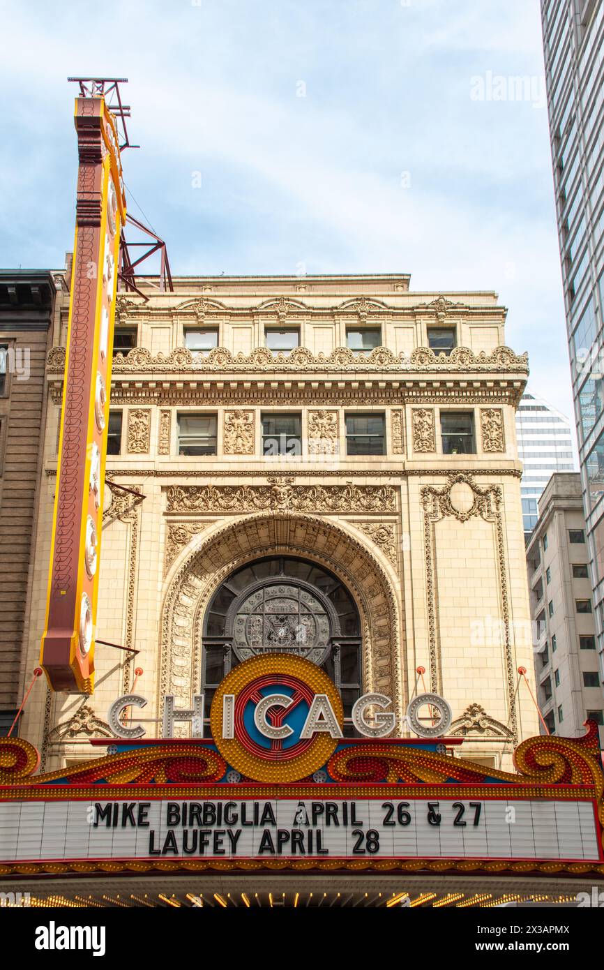Chicago, Illinois, USA - April 22nd 2024 - The historic marquee of the ...