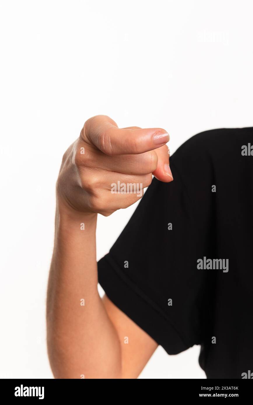 Close-up of a hand making the letter X in the sign language for the ...